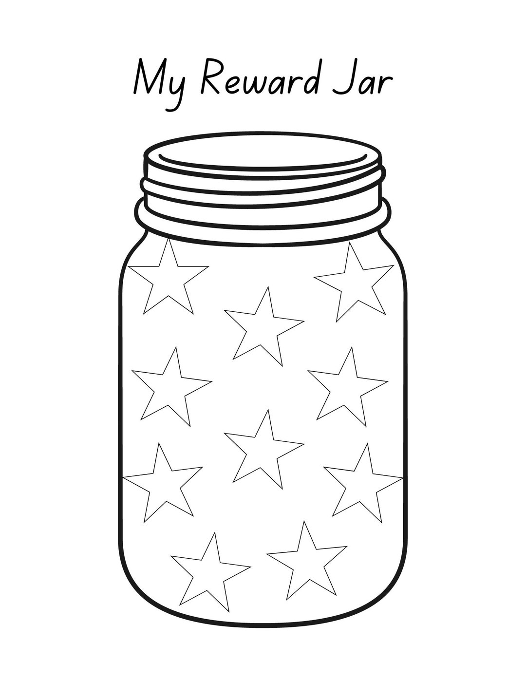 10 Stars Reward Jar, Reward Chart Printable Digital Coloring Page - Etsy