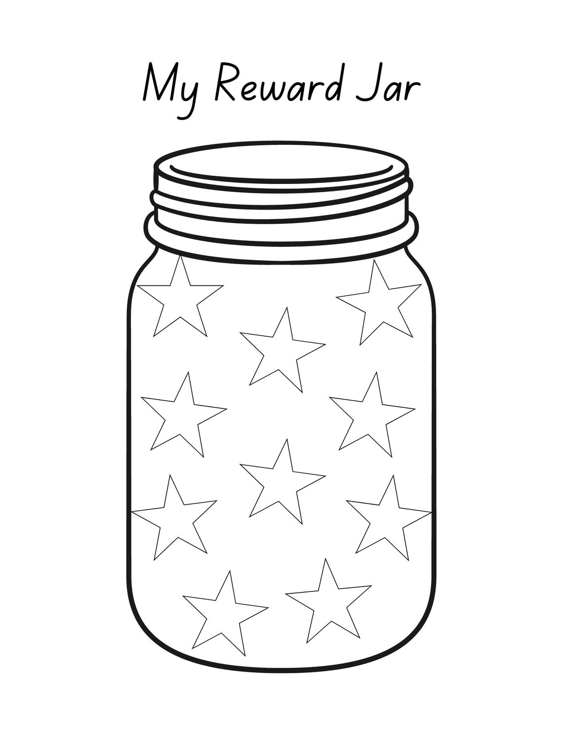 10 Stars Reward Jar, Reward Chart Printable Digital Coloring Page - Etsy