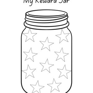10 Stars Reward Jar, Reward Chart Printable Digital Coloring Page - Etsy