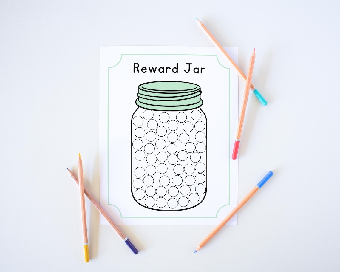 50 Marbles Kids Printable Reward Jar, Kids Reward Chart, Marble Jar ...