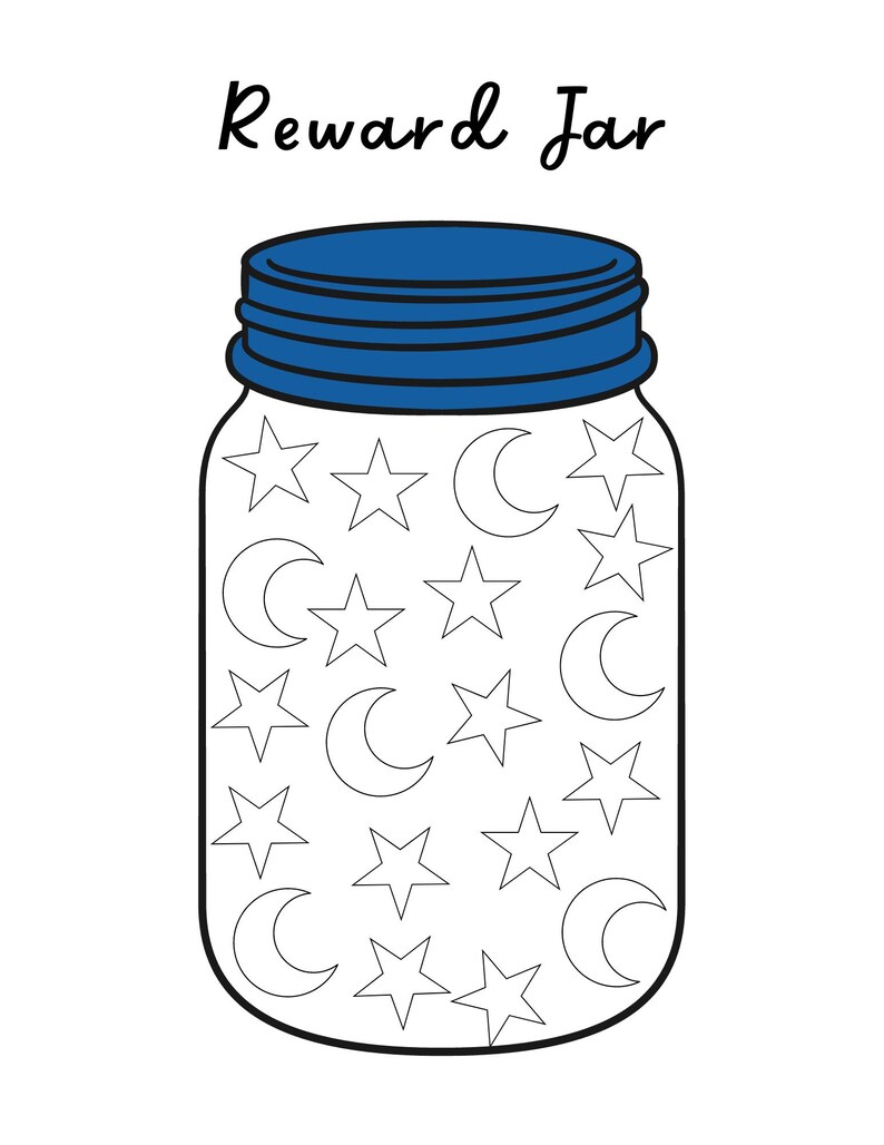 20 Stars and Moons Reward Jar, Reward Chart, Marble Jar Printable ...