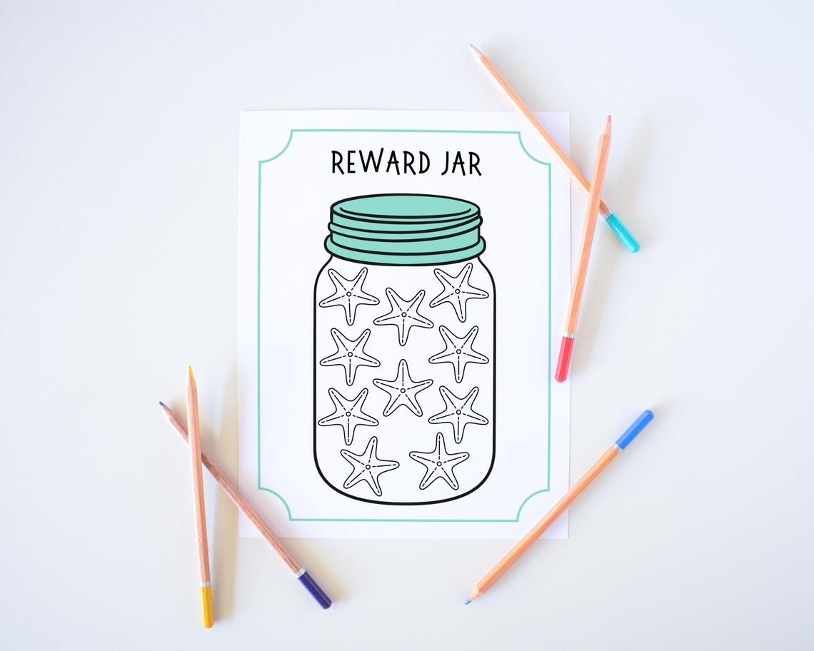 Kids Printable Reward Jar, Kids Reward Chart, Kids Points Chart, Marble ...