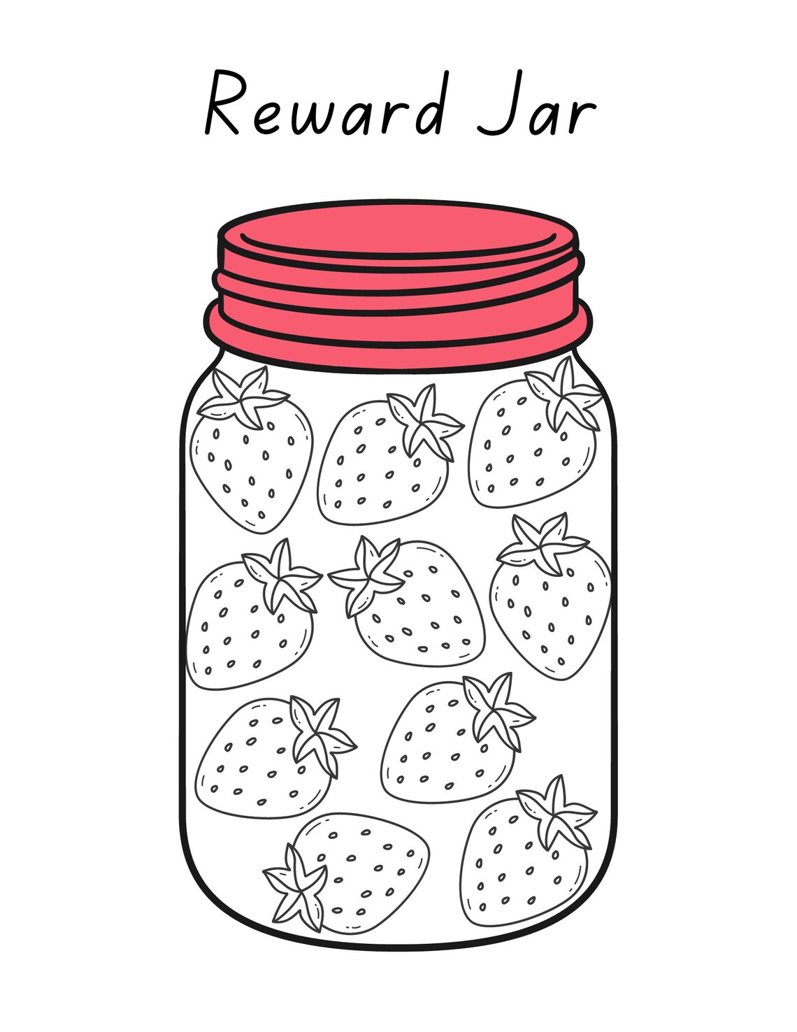 10 Strawberries Reward Jar, Reward Chart Printable, Marble Jar ...