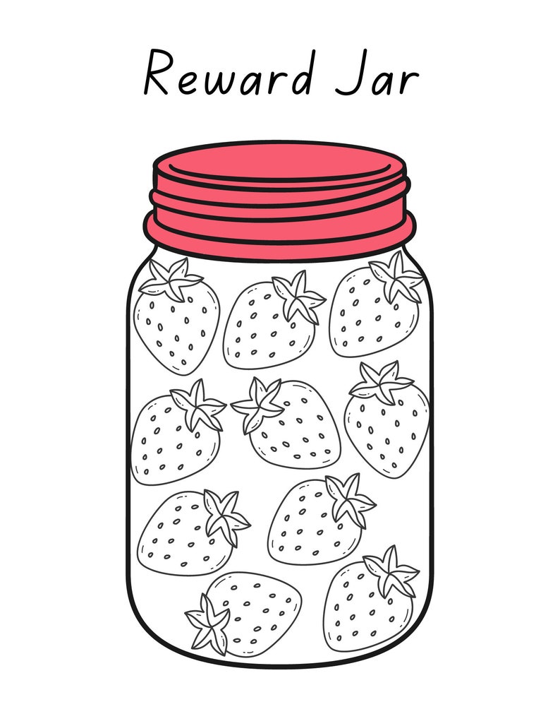 10 Strawberries Reward Jar, Reward Chart Printable, Marble Jar ...