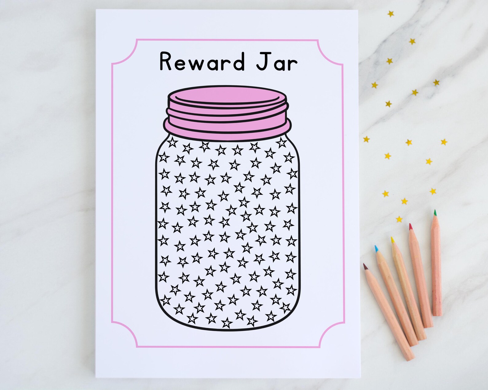 100 Stars Kids Reward Jar, Kids Reward Chart, Kids Points Chart, Marble ...
