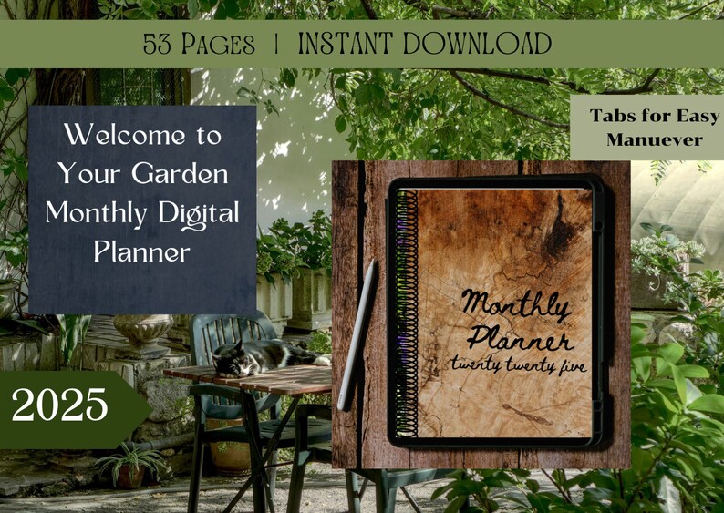 2025 Garden Digital Monthly Calendar - Floral Planner, Printable ...