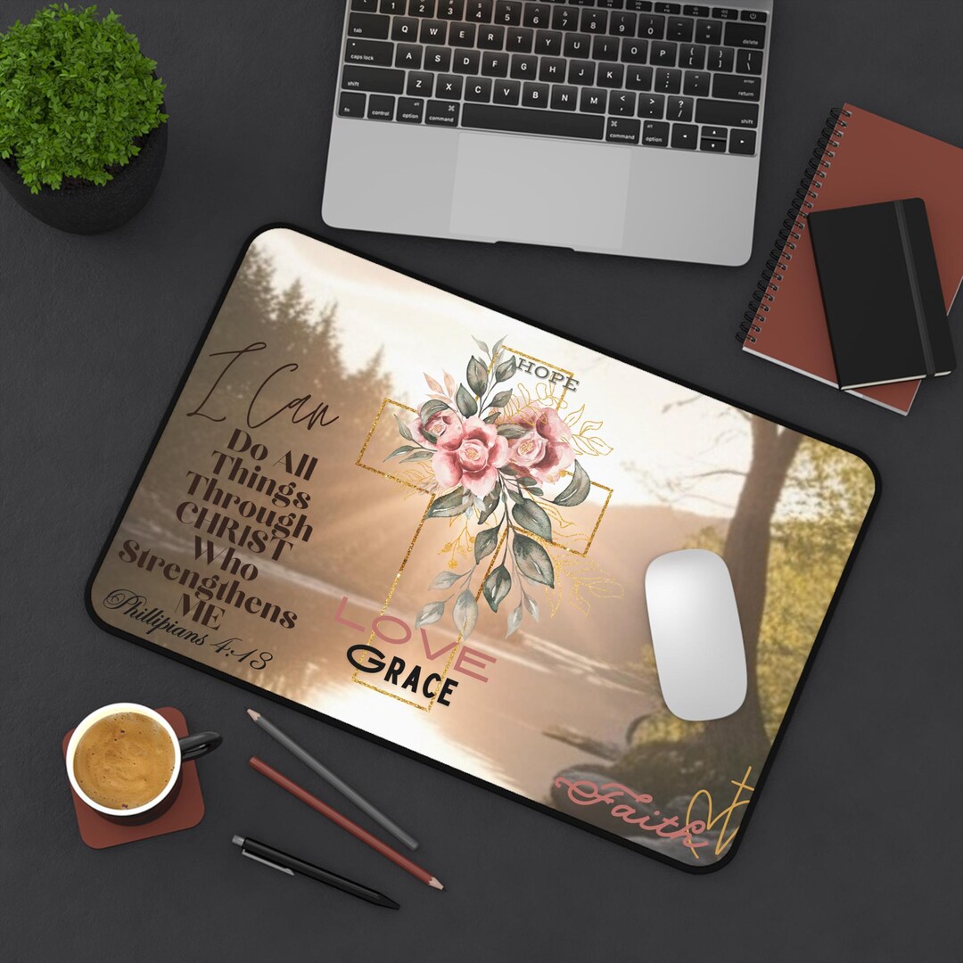 Christian Scripture Desk Mat, Personalized Bible Verse Mouse Pad ...