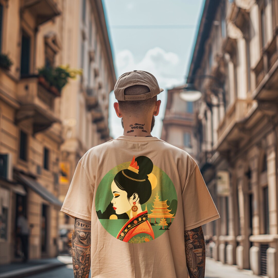 Vintage Thai Culture Shirt - Beautiful Woman Portrait, Traditional ...