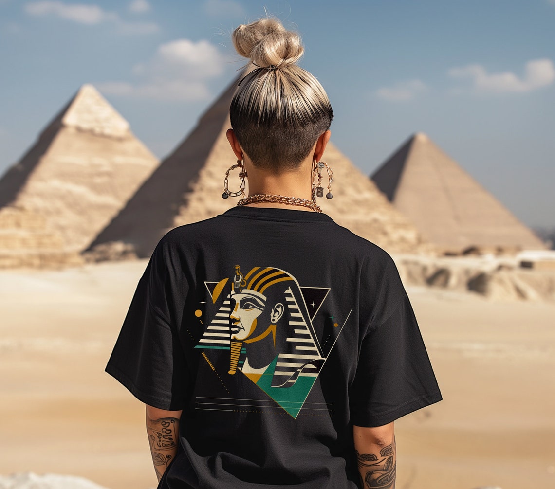 Retro Egyptian Pharaoh T-shirt: Geometric Profile, Ancient Symbolism - Etsy
