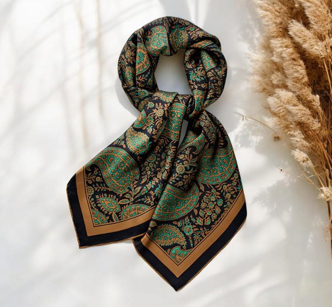 Silk Scarf, Vintage Stile Scarf, Women Head Scarves, Scarf Spring ...