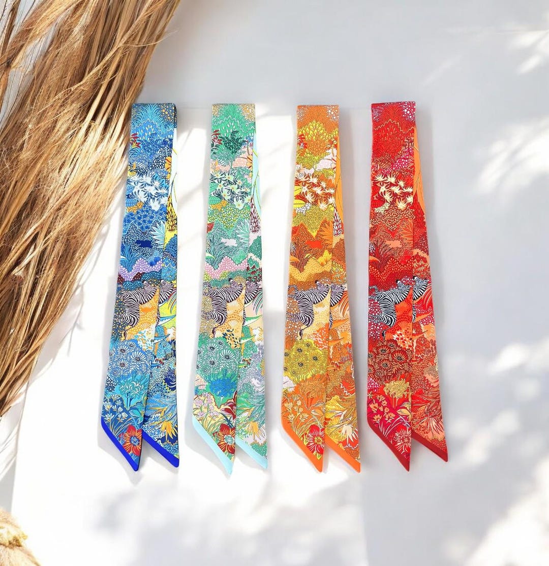 Silk Scarf Chic Zebra Jungle Animals Pattern, Versatile Twill Long ...