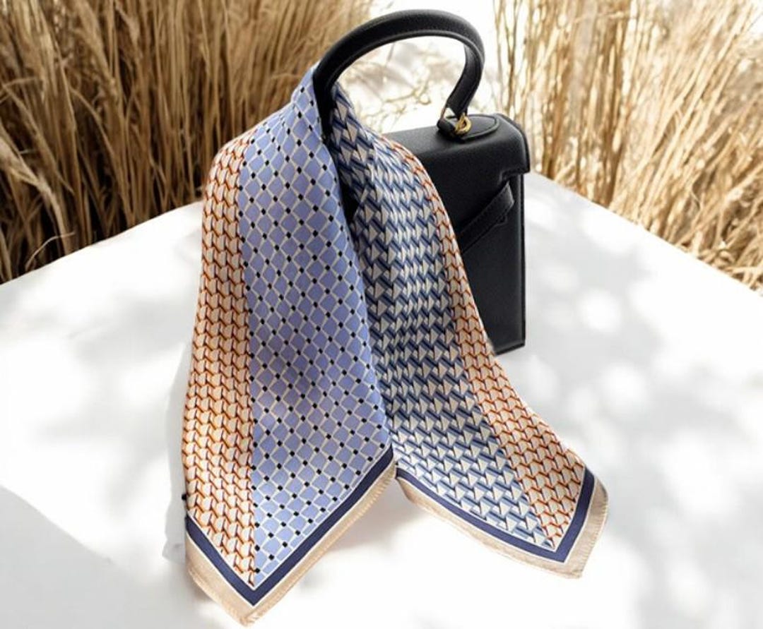 Silk Scarf, Headband, Wrap Neckerchief Spring Printed 100% Real Silk ...