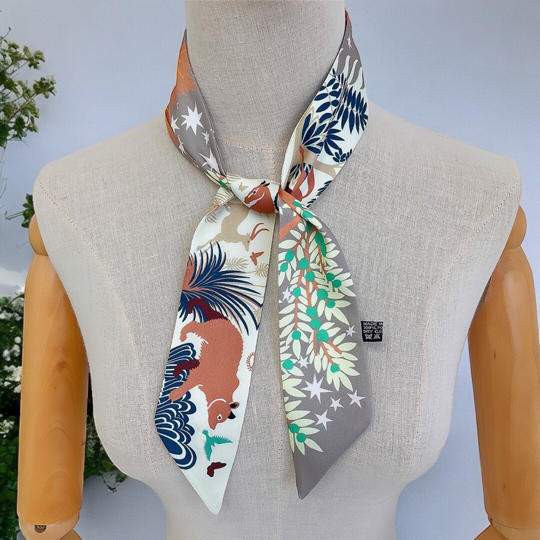 Silk Scarf Chic Korean Mayan Jungle Animals , Versatile Twill Long ...