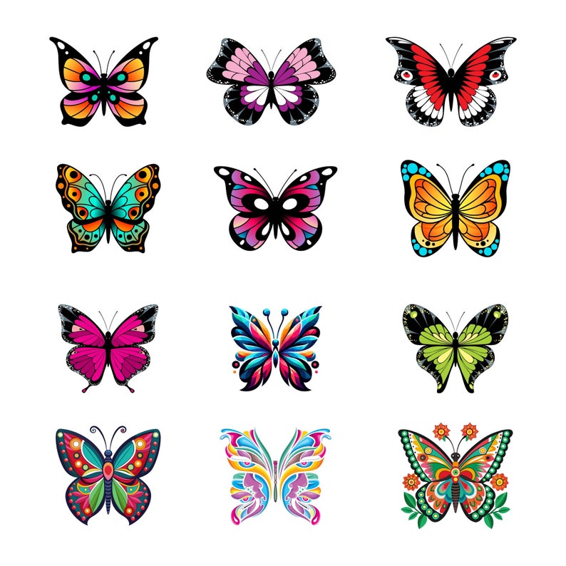 Colorful Butterfly Svg Bundles, Color Butterfly PNG Bundle, Butterfly ...