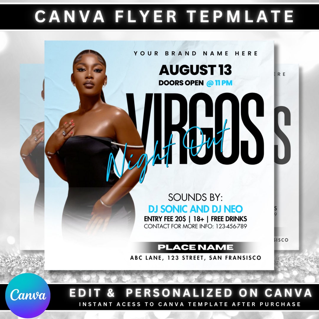 Virgo Birthday Flyer, Birthday Template, Birthday Gir Invitationl ...