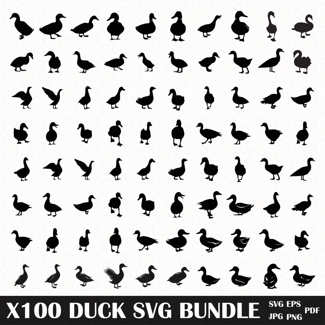 Cute Duck Svg Bundles, Duck Clipart, Duck PNG, Duck Silhouette, Duck ...