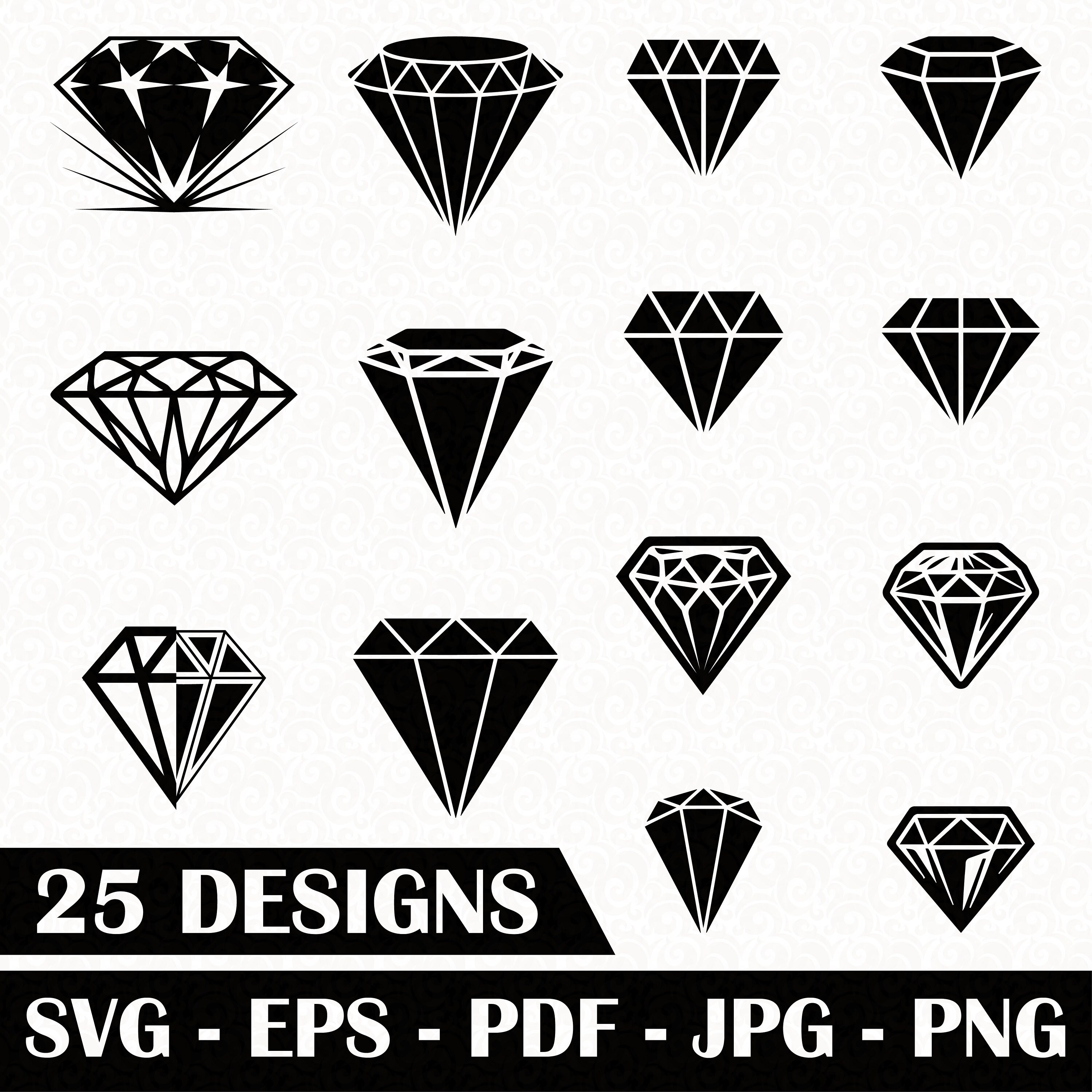 Diamond Svg Bundles, Diamond PNG Bundles, Diamond Clipart, Crystal Svg ...