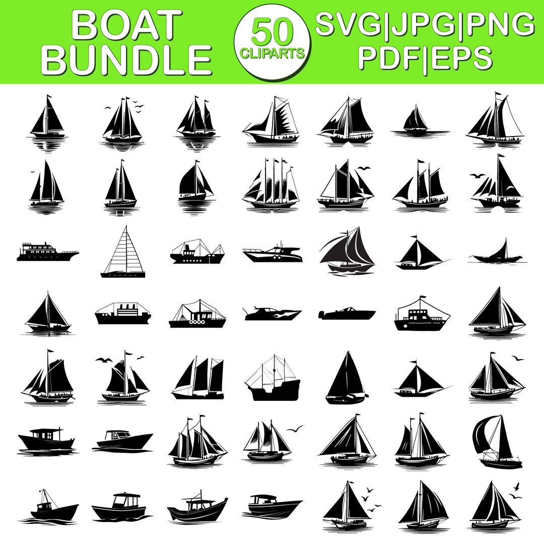 Sea Boat Svg Bundles, Sail Boat Svg Bundles, Speedboat Svg, Ship Boat ...