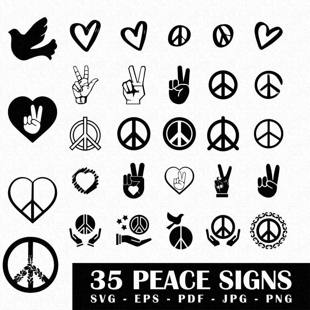 Peace Sign Svg Bundles, Peace Sign Clipart, Peace Hand Svg, Floral ...