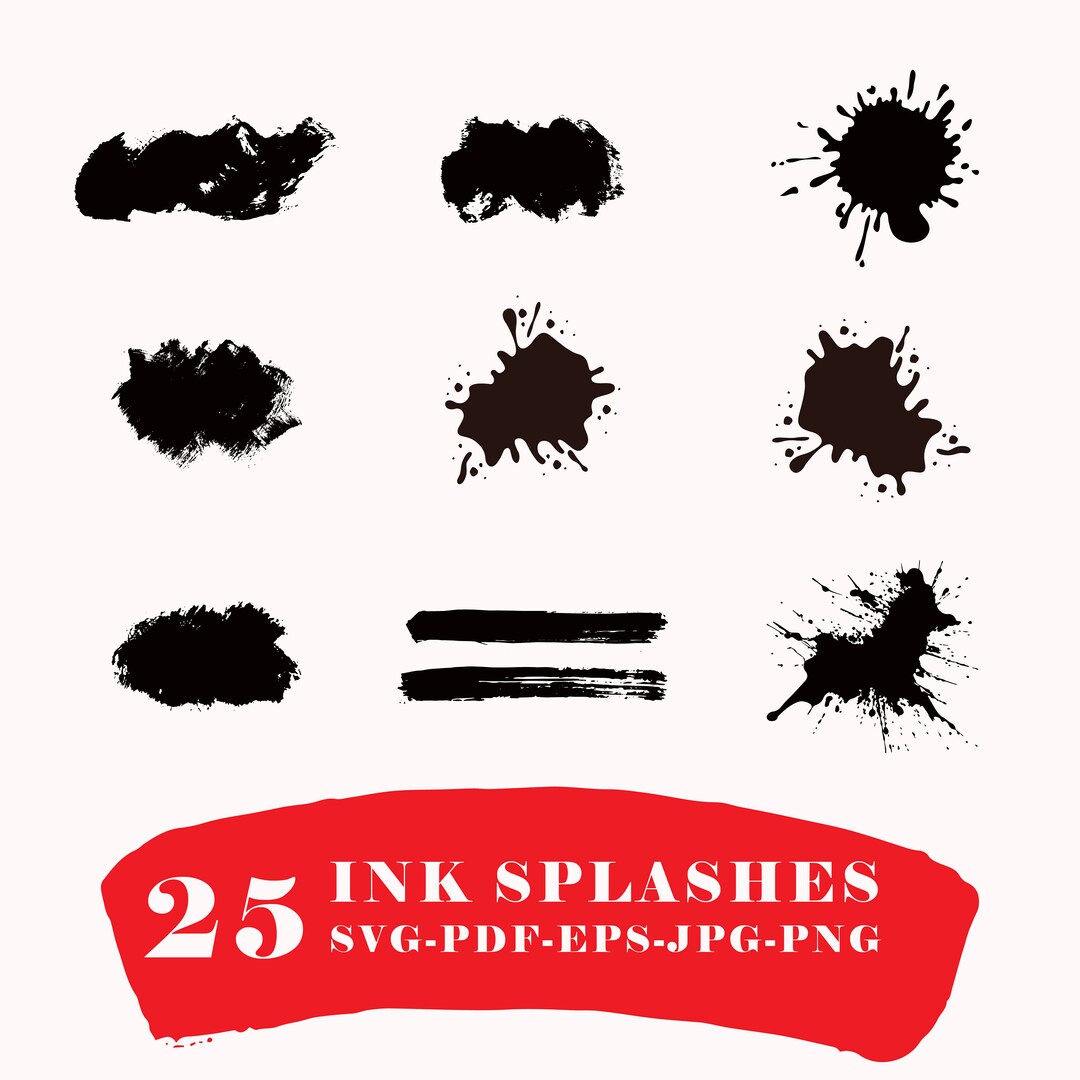 Pen Ink Splash Svg Bundles, Black Ink Splash Clipart, Pen Ink Svg ...
