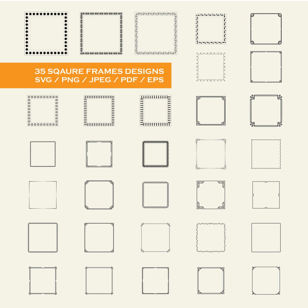 Square Frame Svg, Square Frame PNG Bundle, Frame Svg Art, Cut Files ...