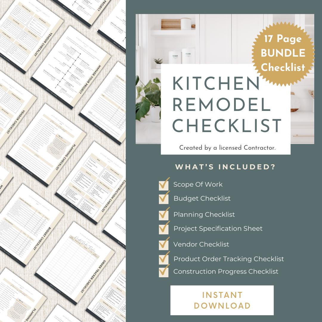 Kitchen Remodel Checklist Bundle, Renovation Planning Guide, Scope of ...