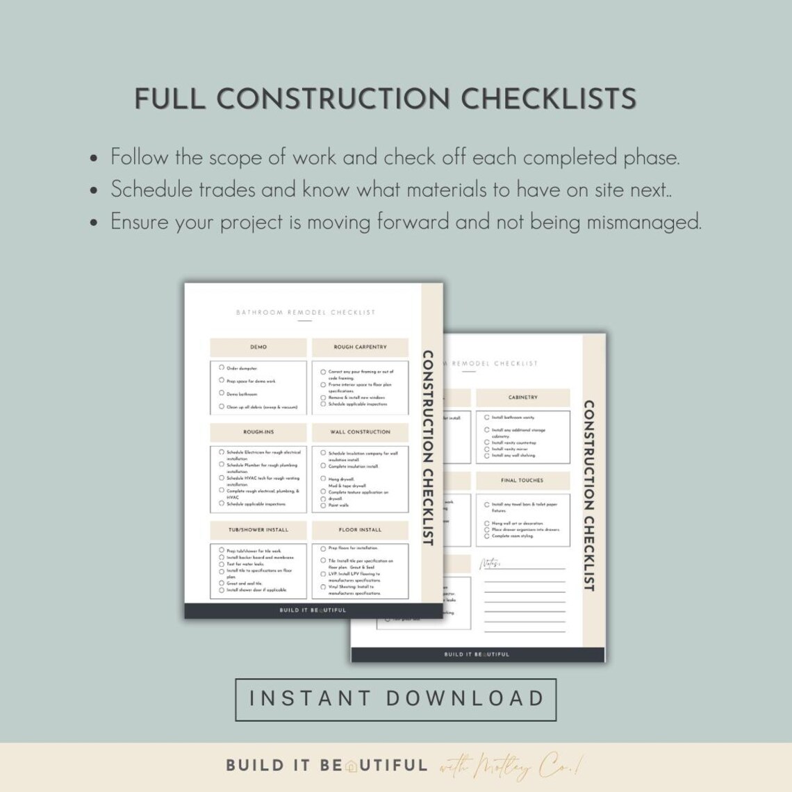 Kitchen Remodel Checklist Bundle, Renovation Planning Guide, Scope of ...