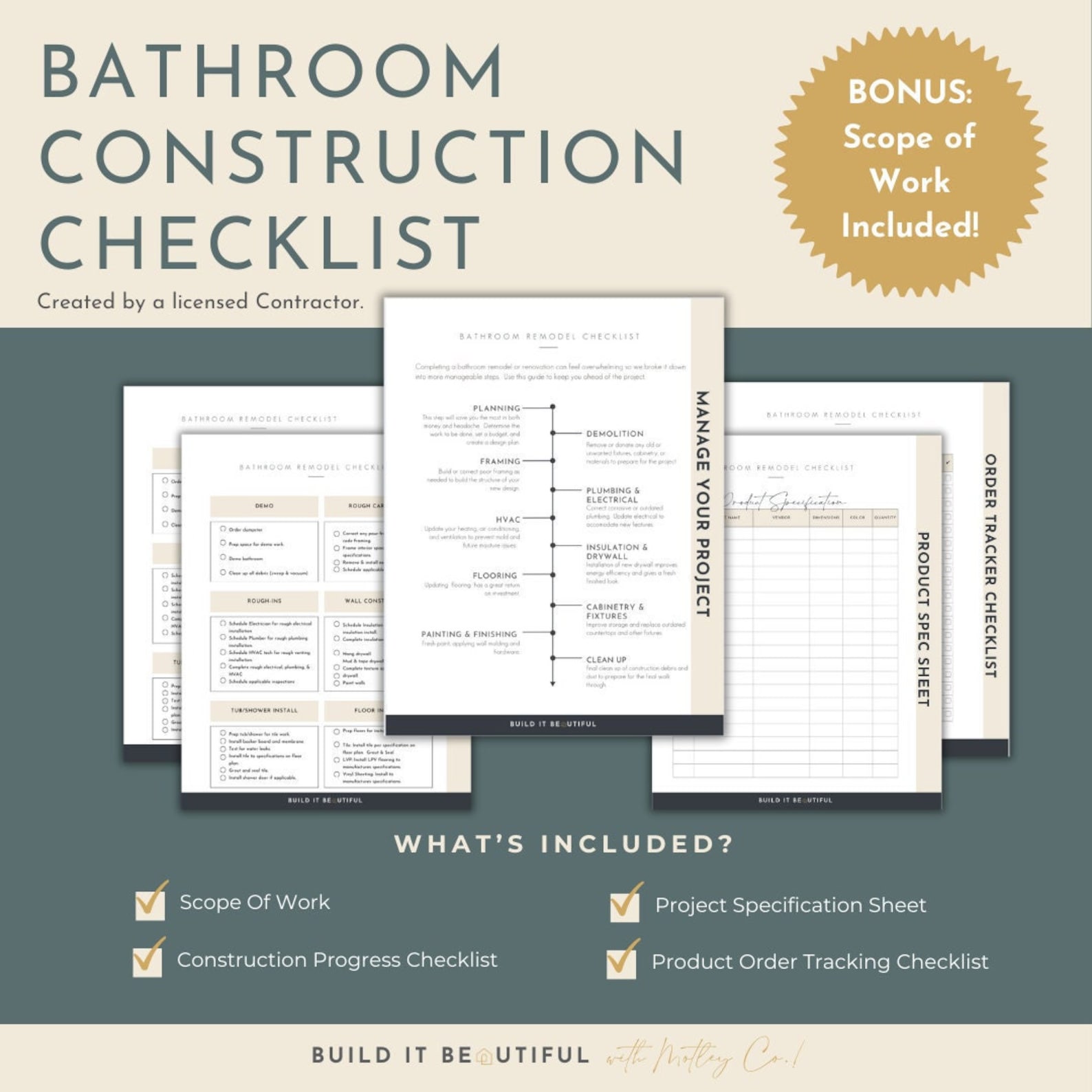 Bathroom Remodel Checklist, Bathroom Renovation Checklist, Scope of ...