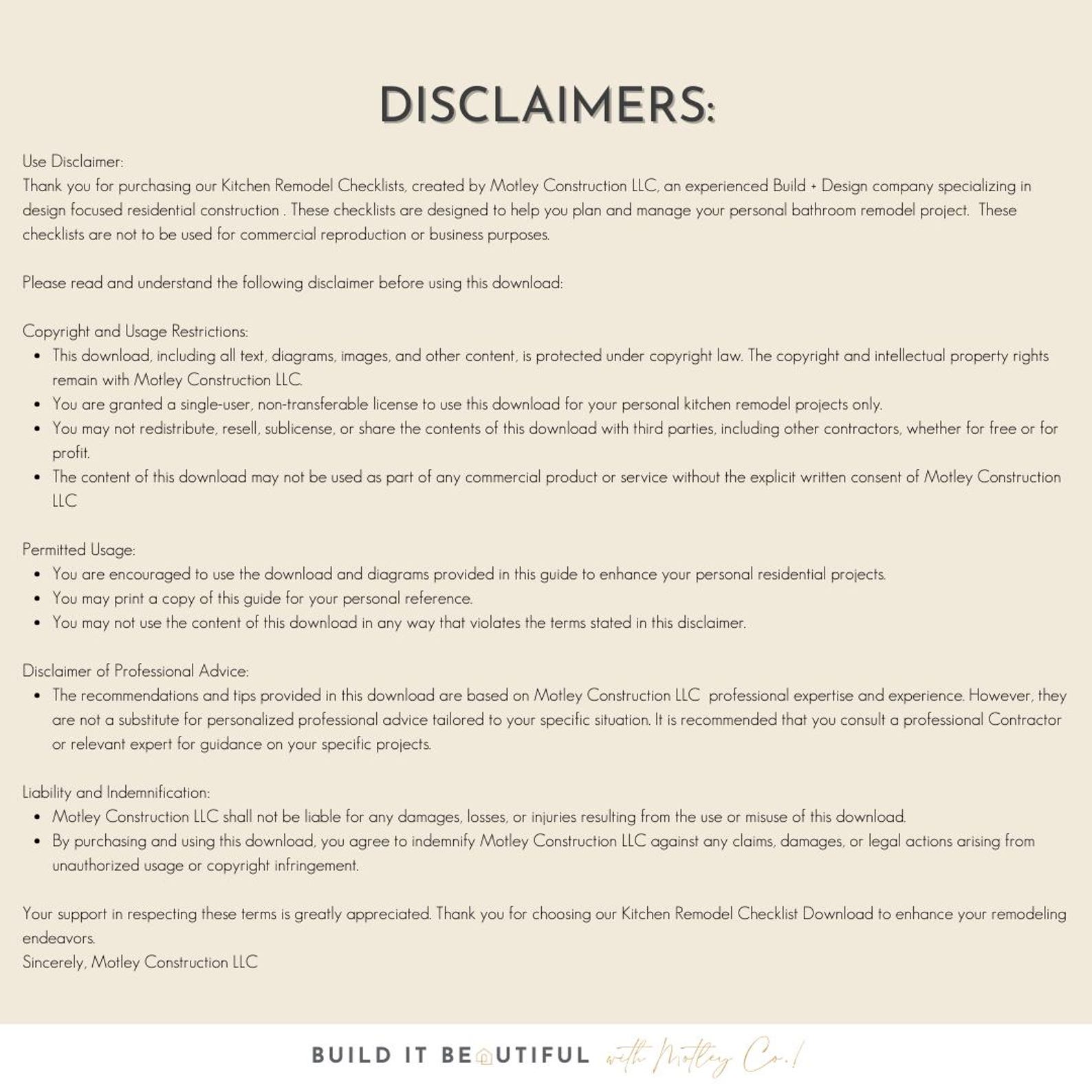 Kitchen Remodel Checklist Bundle, Renovation Planning Guide, Scope of ...