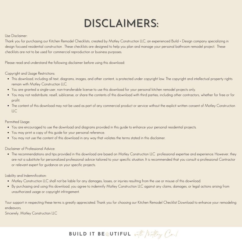 Kitchen Remodel Checklist Bundle, Renovation Planning Guide, Scope of Work Template, Home ...