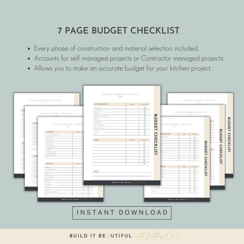 Kitchen Remodel Checklist Bundle, Renovation Planning Guide, Scope of ...