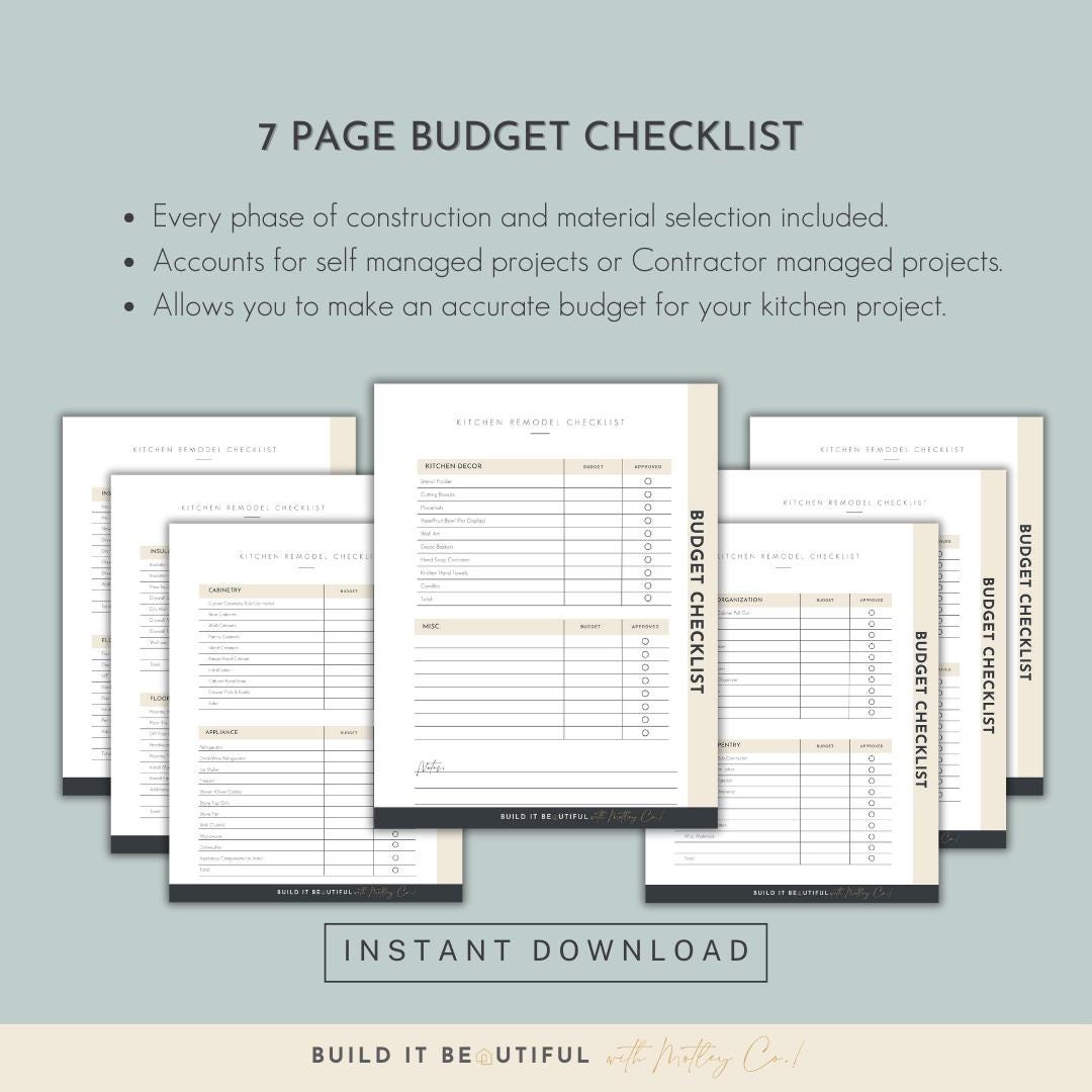 Kitchen Remodel Checklist Bundle, Renovation Planning Guide, Scope of ...