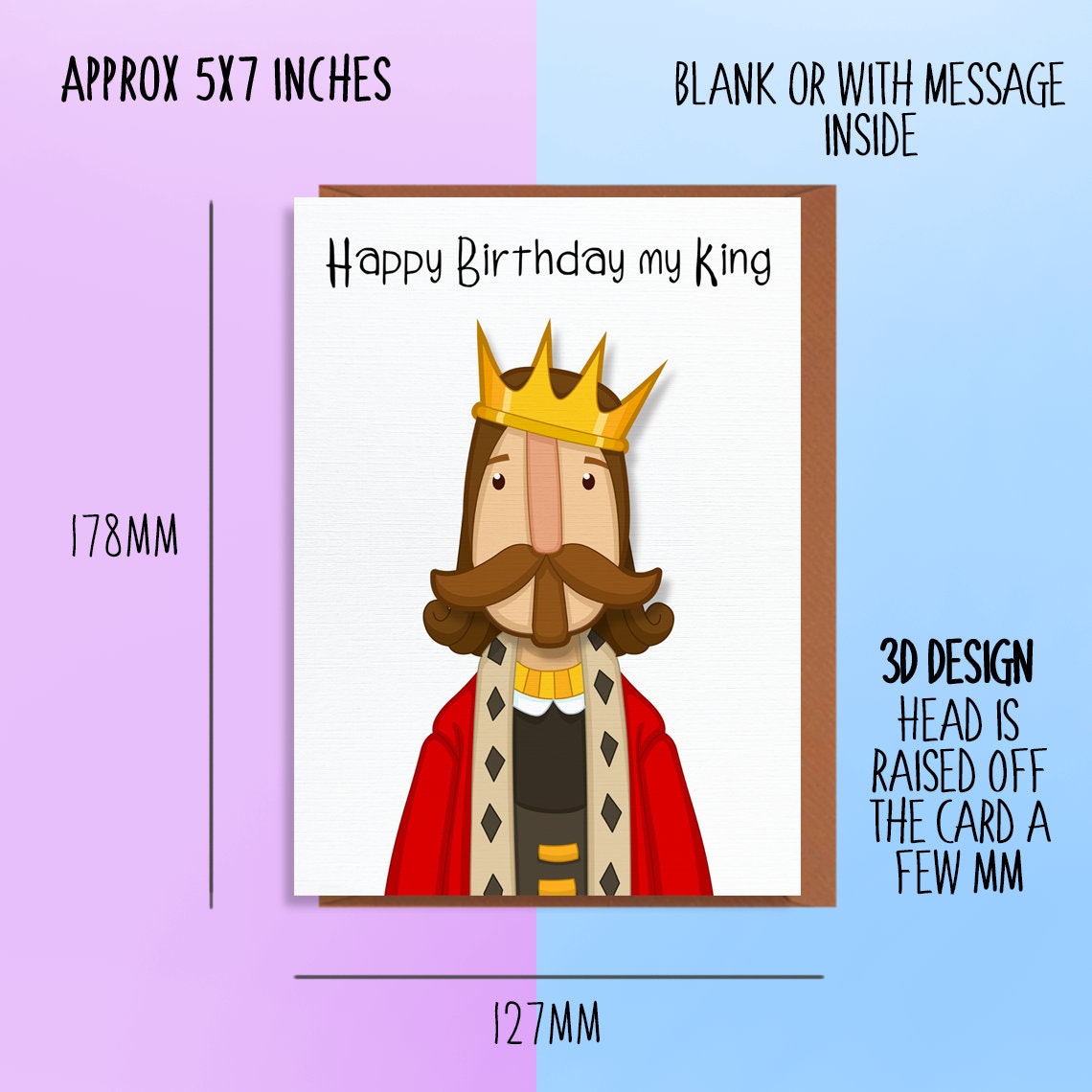 Happy Birthday My King - Blank or Personalised Message Inside ...