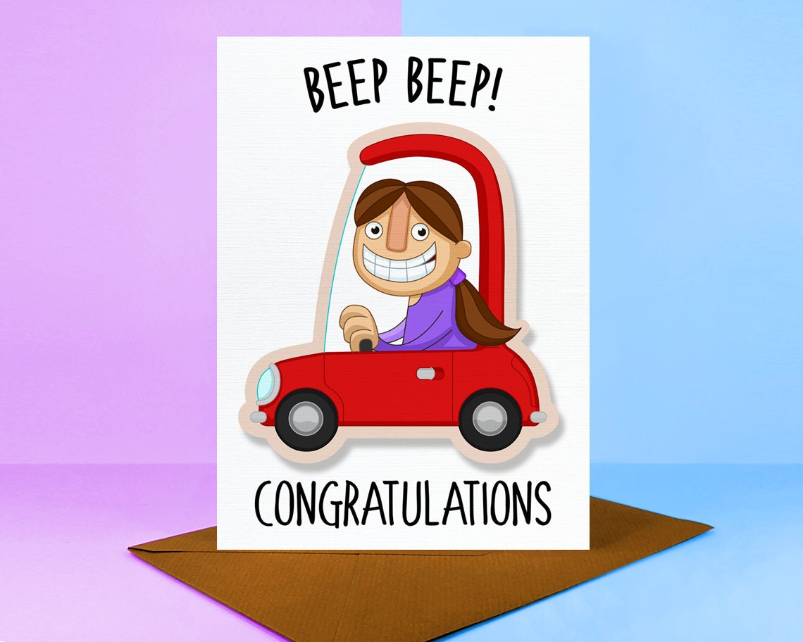Female Driving Test Pass Congratulations - 3D Greetings Card - Passed ...