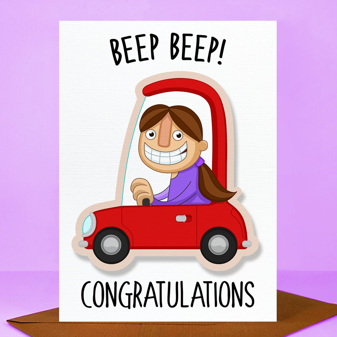 Female Driving Test Pass Congratulations - 3D Greetings Card - Passed ...