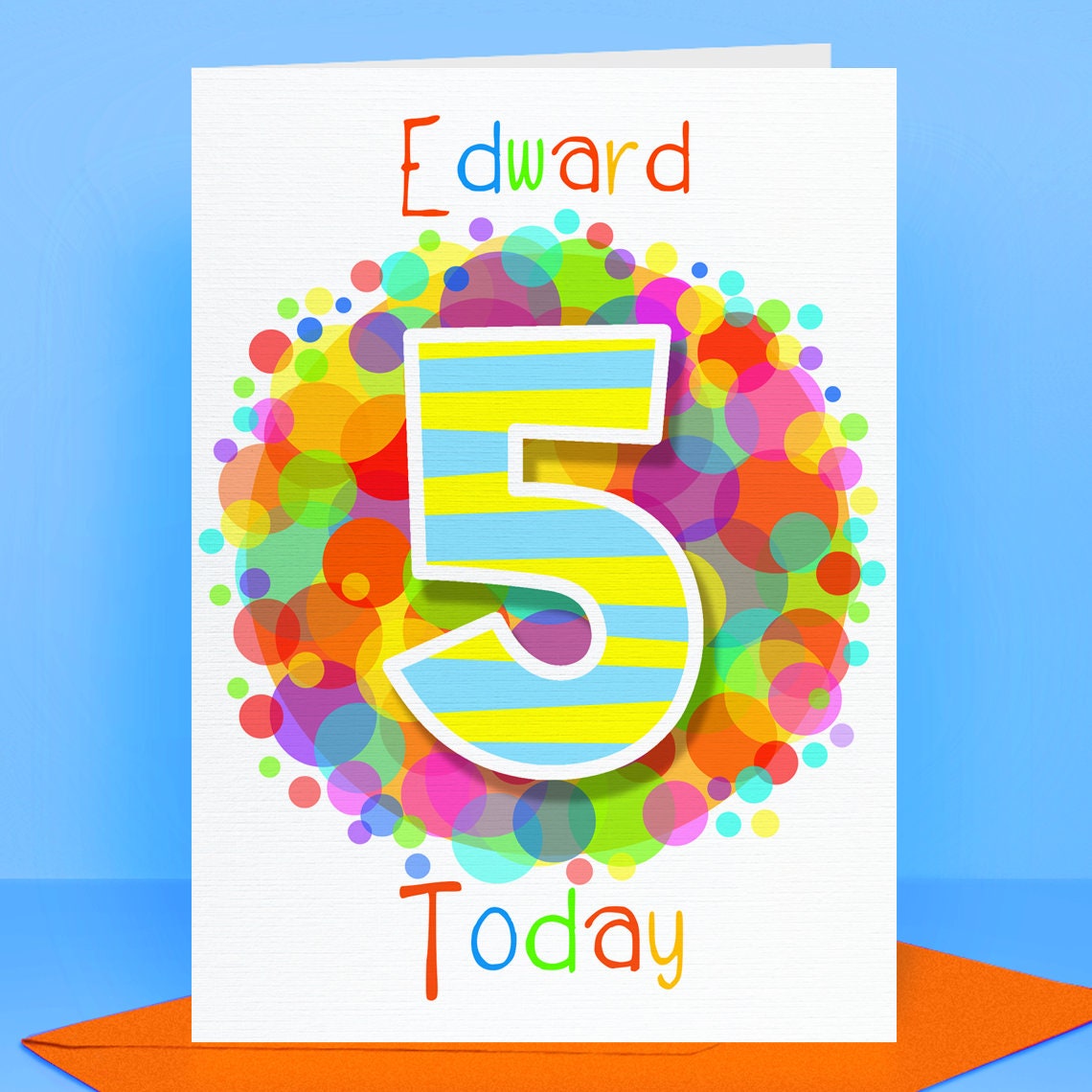 Colourful Raised Number Birthday Card Personalised Name Age Message ...