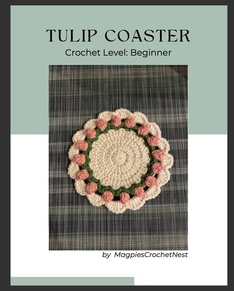 Tulip Coaster Crochet PATTERN ONLY + Video Tutorials! - Etsy
