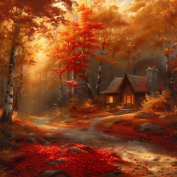 Autumn Forest Digital Print Landscape Print, Seasonal Wall Art, Fall ...