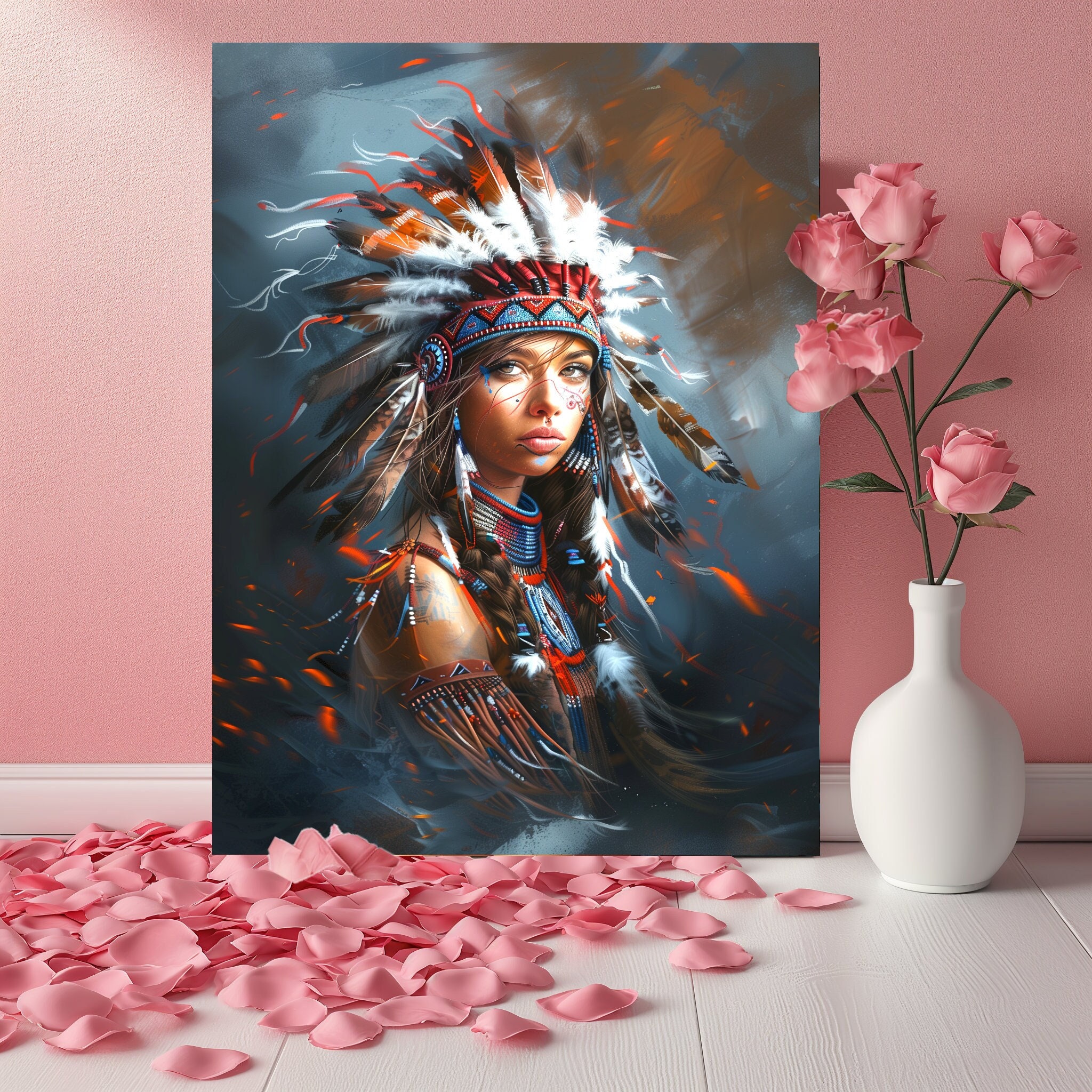 Native American Woman Canvas, Stretched, 0.75 - Etsy UK