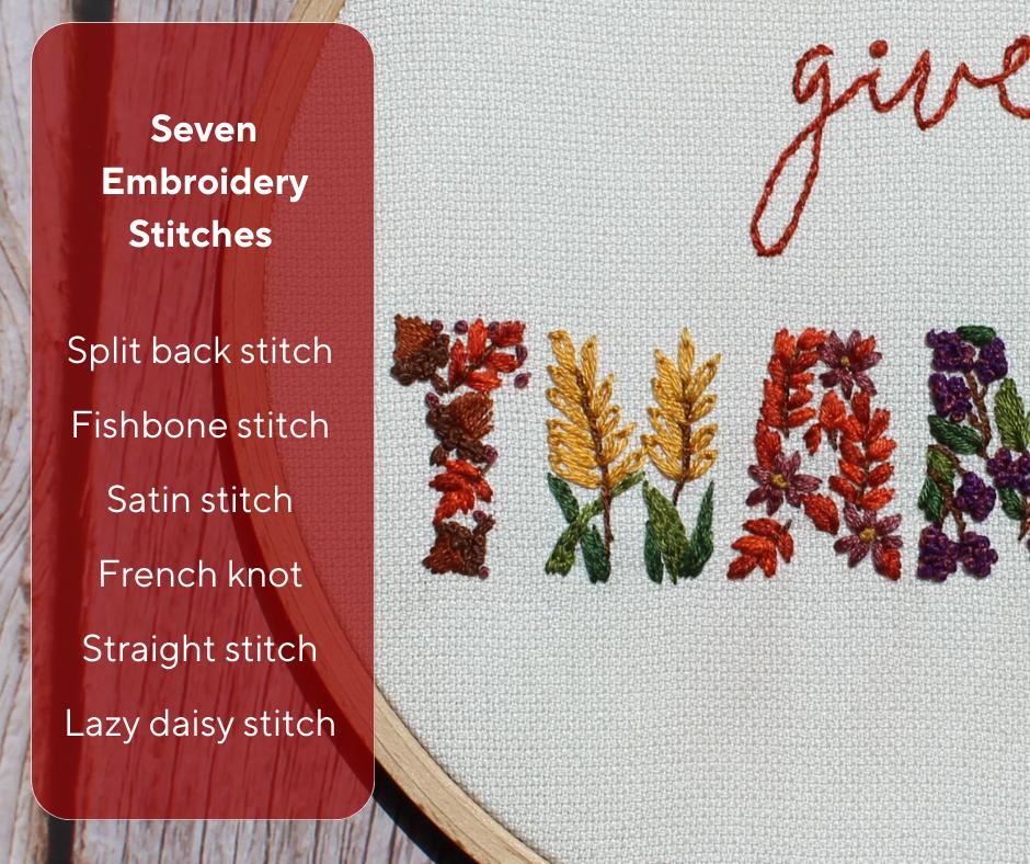 Give Thanks, Hand Embroidery Pattern PDF – Instant Download. Complete ...