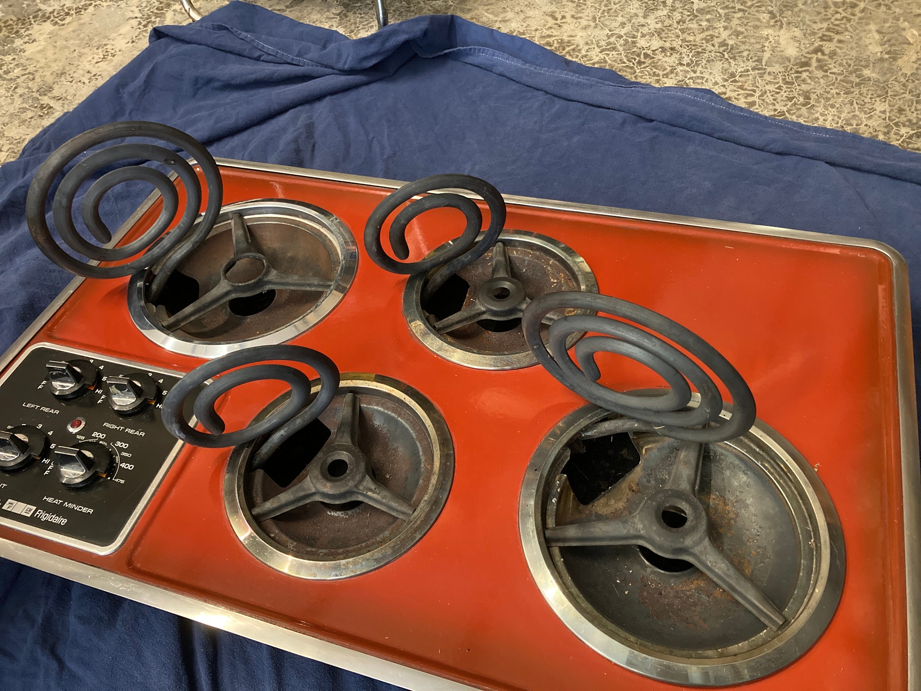 Vintage 1970s Frigidaire RARE Red Poppy GM Electric Stovetop Cooktop ...