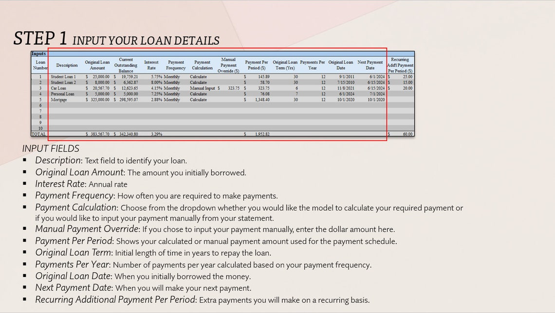 Multiple Loan Early Payoff Calculator | Excel Spreadsheet, Student Loan ...