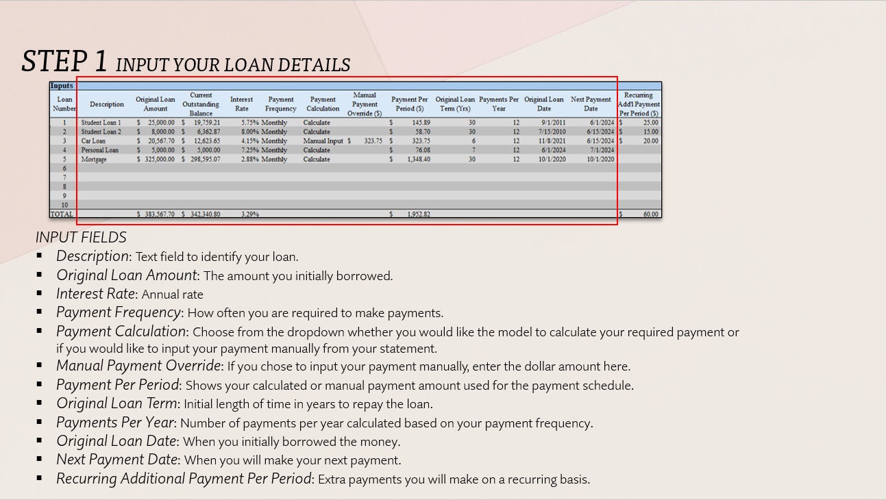 Multiple Loan Early Payoff Calculator | Excel Spreadsheet, Student Loan ...