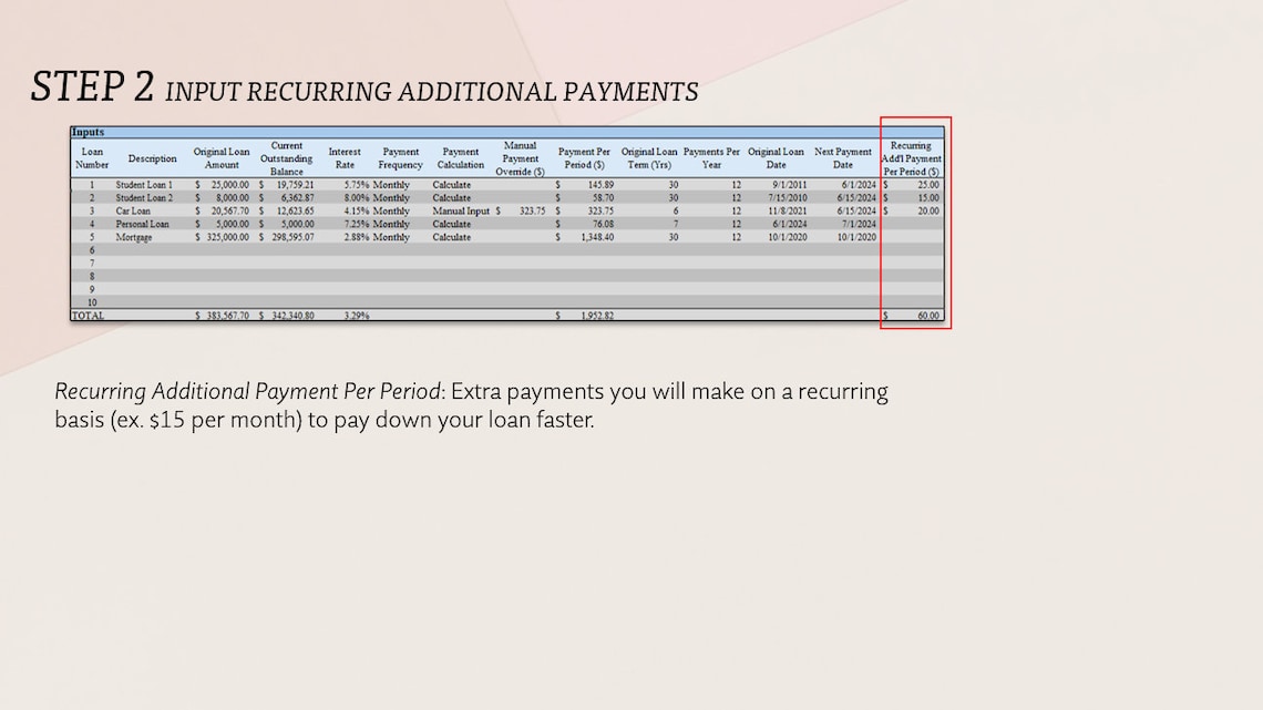 Multiple Loan Early Payoff Calculator | Excel Spreadsheet, Student Loan ...
