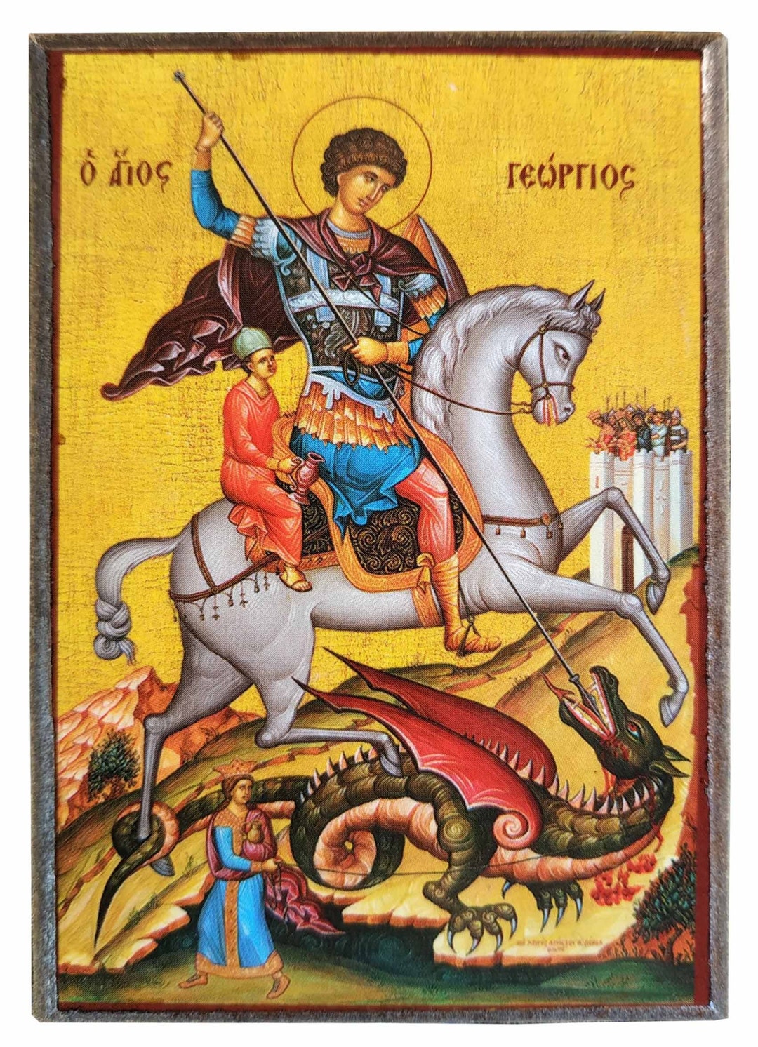 Saint George the Great Martyr, on Horseback, Byzantine Icon, Orthodox ...