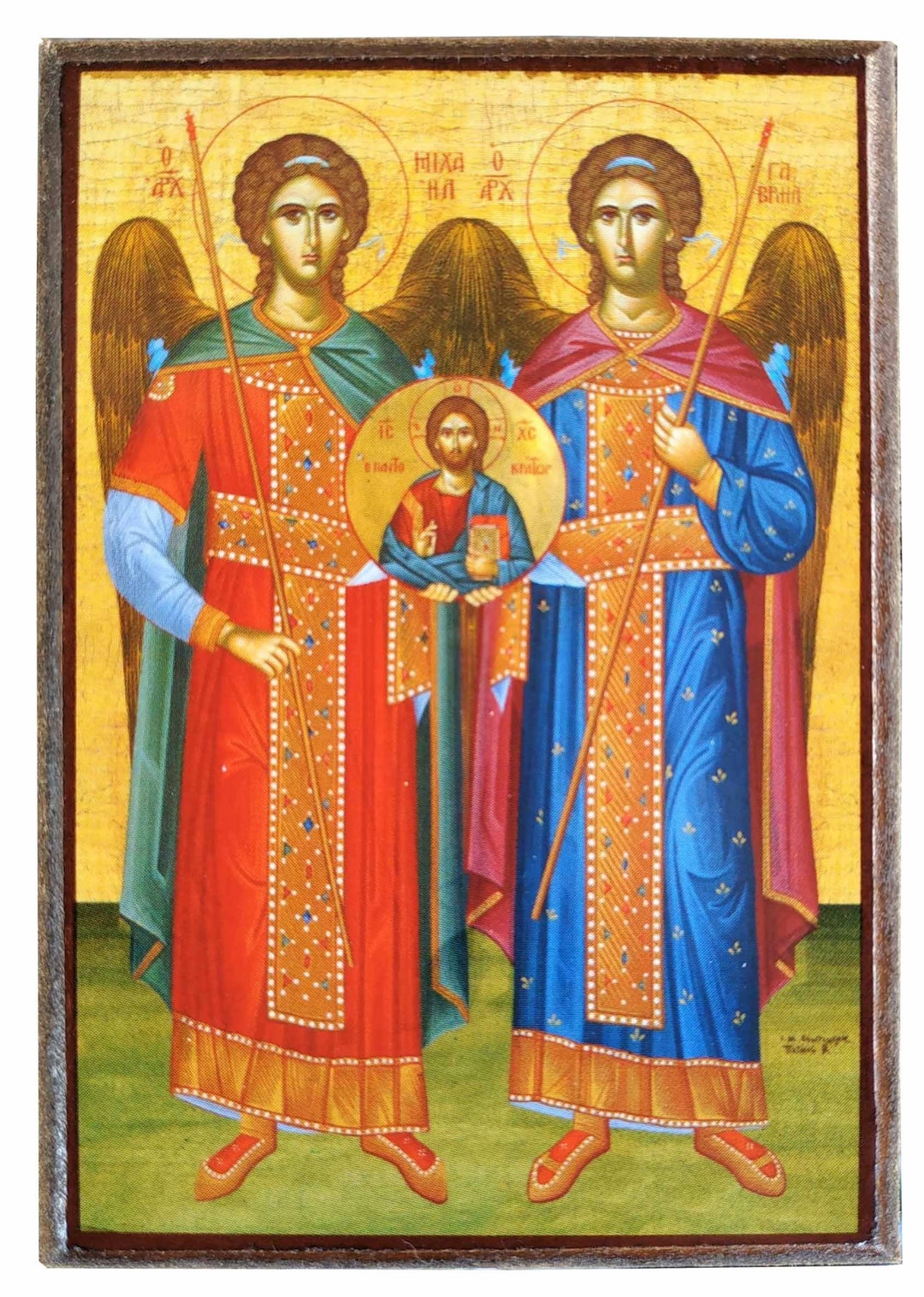 Synaxis of the Holy Archangels Michael and Gabriel, Full Body, Byzantine Icon, Orthodox Icon ...