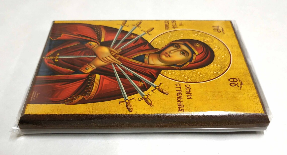 Virgin, the Seven Swords, Byzantine Icon, Orthodox Icon, Handmade Icon ...