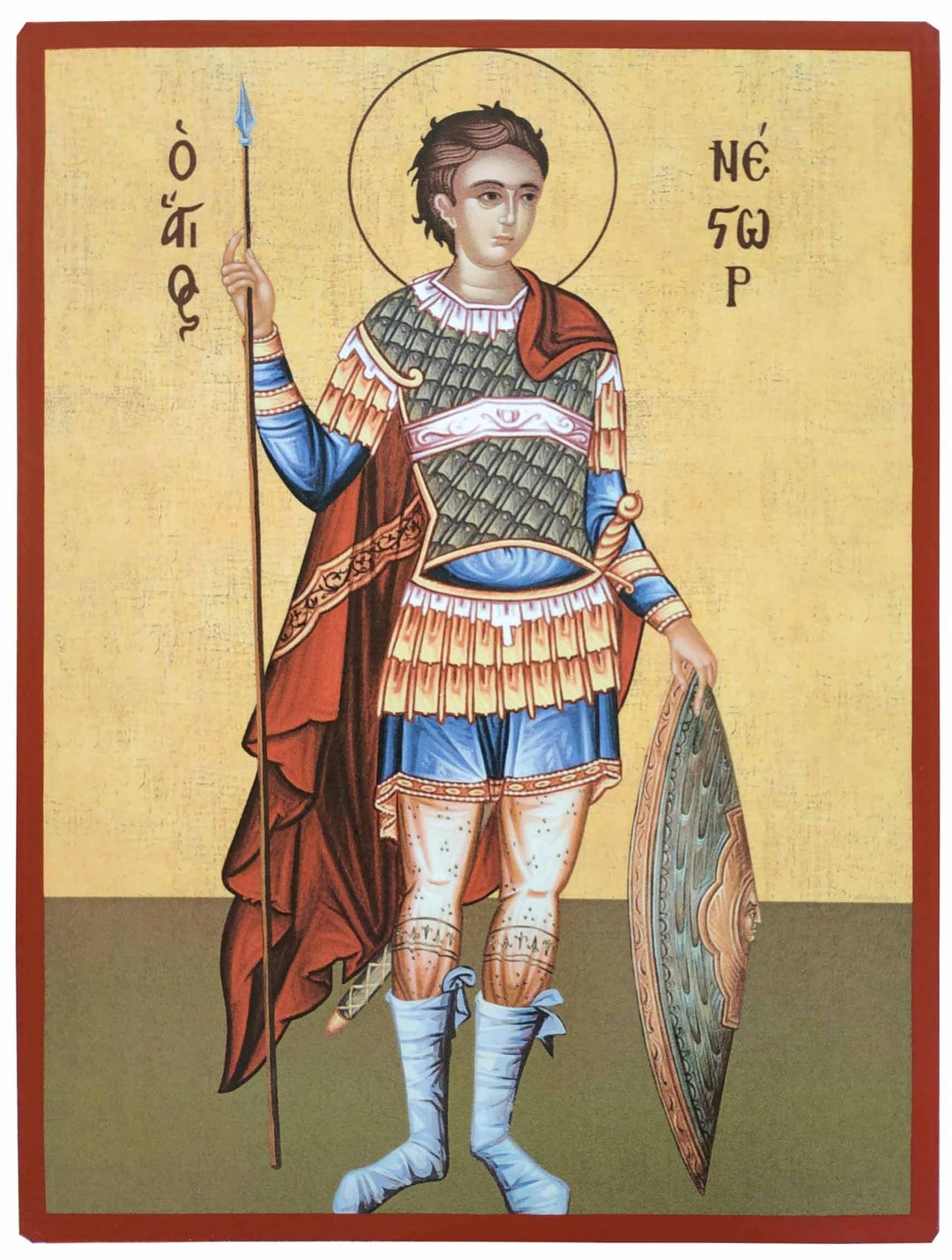 Saint Nestor, Full Body, Byzantine Icon, Orthodox Icon, Handmade Icon ...