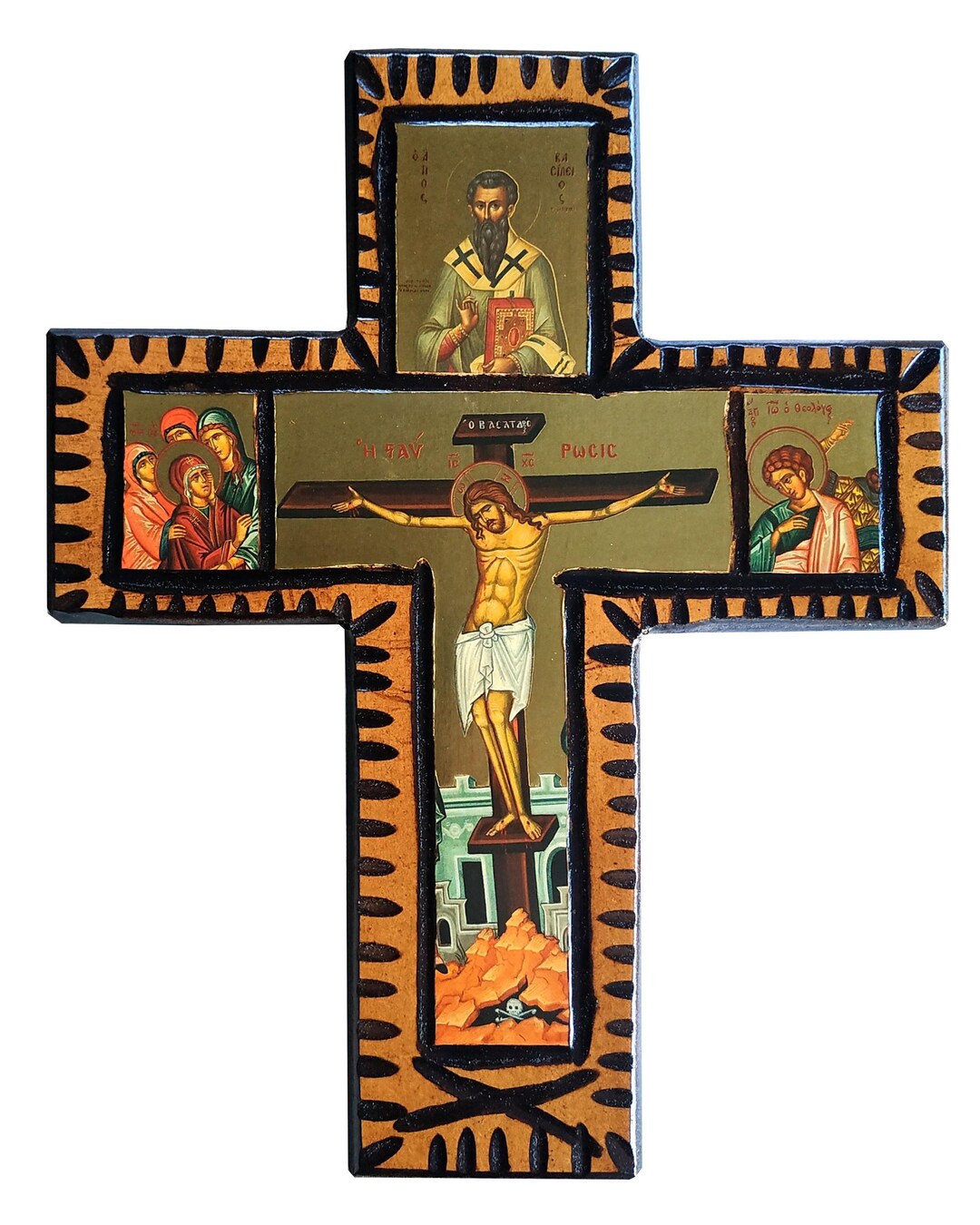 Crucifixion With Saint Basil the Great, Archbishop of Caesarea, Cappadocia, Byzantine Icon ...