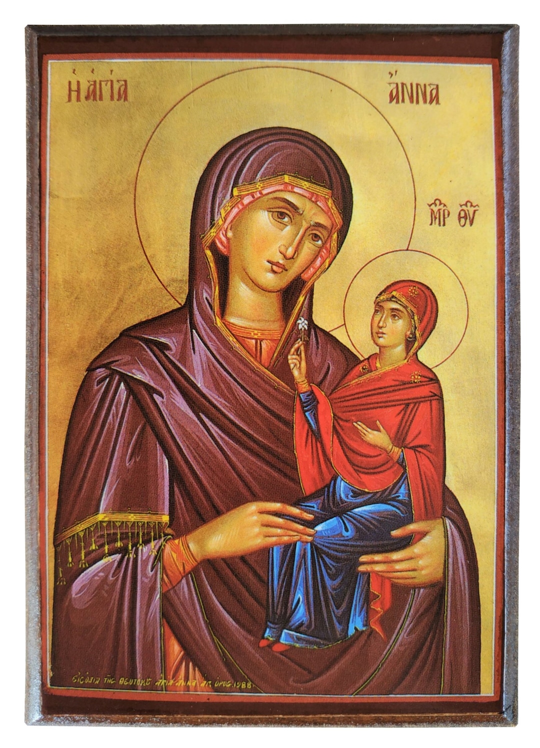 Saint Anne With Virgin, Byzantine Icon, Orthodox Icon, Handmade Icon - Etsy